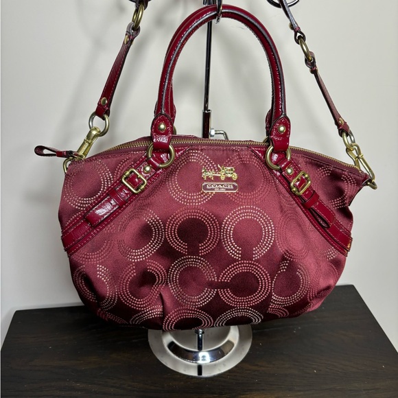 Coach | Bags | Coach Burgundy Handbag With Crossbody Strap | Poshmark